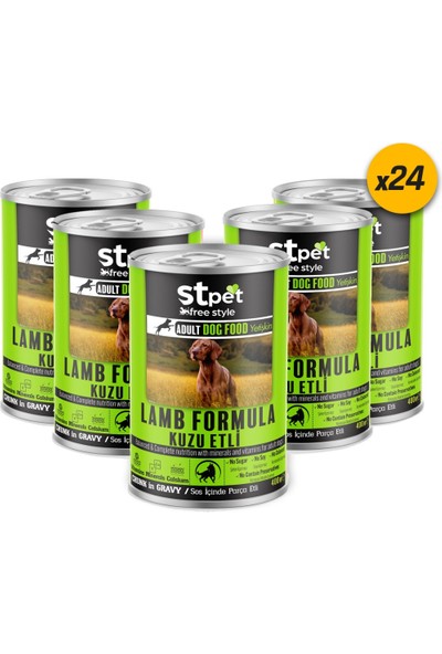 St Pet Kuzu Etli Yetişkin Konserve Köpek Maması 400 gr 24 Adet