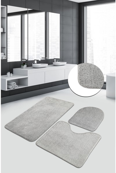İleri Store Plain 3'lü Set Kaymaz Tabanlı Klozet Takımı Banyo Paspas Seti Halısı İleri Store Plain 3'lü Set Kaymaz Tabanlı Klozet Takımı Banyo Paspas Seti Halısı