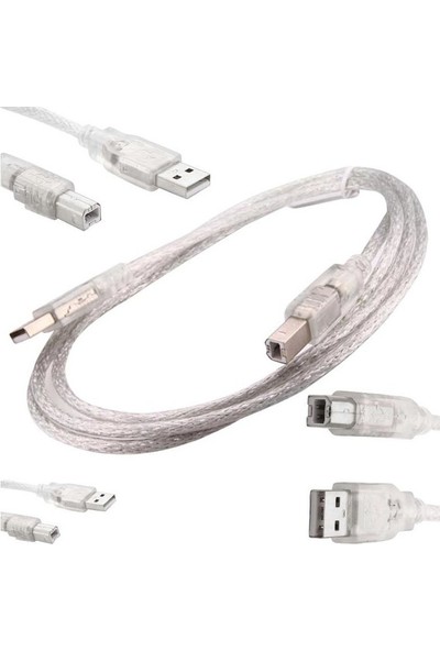 Cmk USB Yazıcı Kablosu 5 mt 2.0 Şeffaf