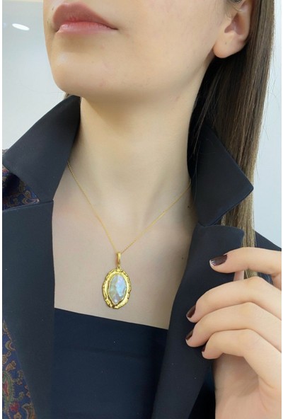 Birinci1926 925 Ayar Sarı Gümüş Barok İnci Bayan Kolye