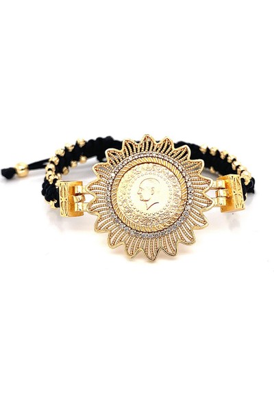 Zümrüt Sarraf 22 Ayar Çeyrek Altınlı Çiçek Çerçeveli Dorikalı Örme İp Bayan Bileklik Zümrüt Sarraf 22 Ayar Çeyrek Altınlı Çiçek Çerçeveli Dorikalı Örme İp Bayan Bileklik