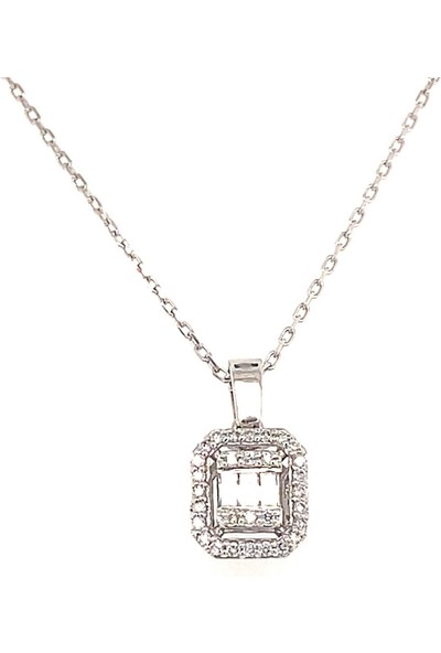 Zümrüt Sarraf 14 Ayar Beyaz Altın 0.13 Ct Pırlanta Baget Bayan Kolye Zümrüt Sarraf 14 Ayar Beyaz Altın 0.13 Ct Pırlanta Baget Bayan Kolye