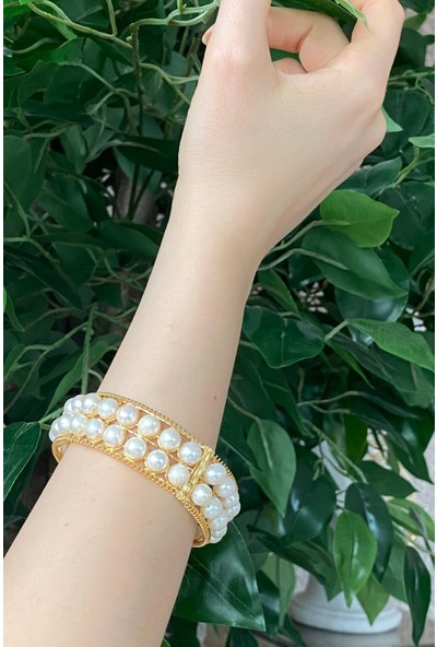 Birinci1926 925 Ayar Gümüş İnci Bayan Bilezik