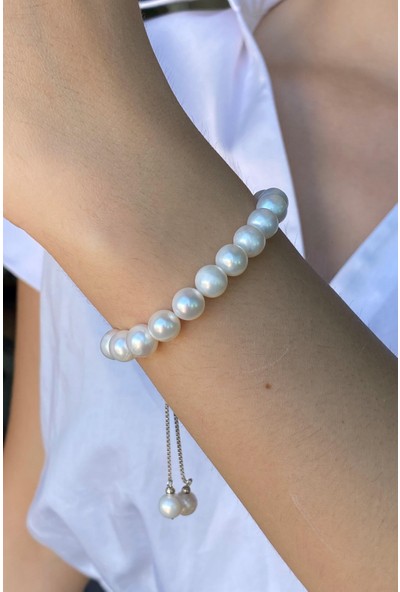 Zümrüt Birinci1926 925 Ayar Gümüş Asansör Zincirli İnci Bayan Bileklik