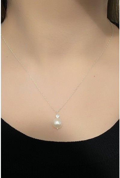 Birinci1926 925 Ayar Gümüş Taşlı İnci Bayan Kolye