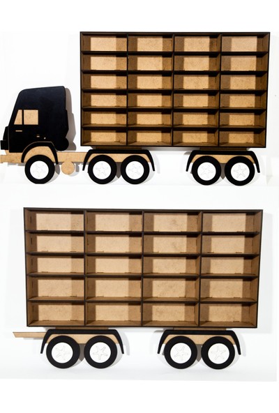 Leylaser Ahşap 3 mm Mdf Hot Wheels Oyuncak Araba Için Kamyon Standı Duvar Rafı