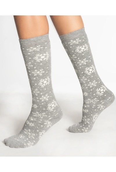 Yaba Dizaltı Kayak Snowboard Çorabı- Kar Tanesi Gri Yaba Dizaltı Kayak Snowboard Çorabı- Kar Tanesi Gri
