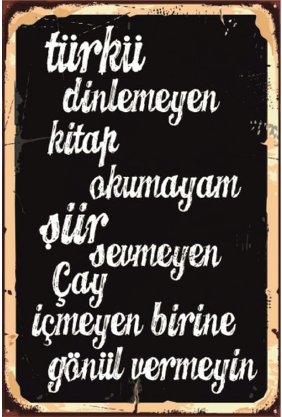 Türkü Kitap Çay Retro Tablo 20X30 cm