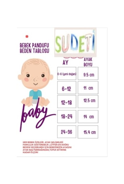 Sudeti Kaydırmaz Taban Bebek Pandufu Ilk Adım Ev Patik, Kreş Ayakkabı