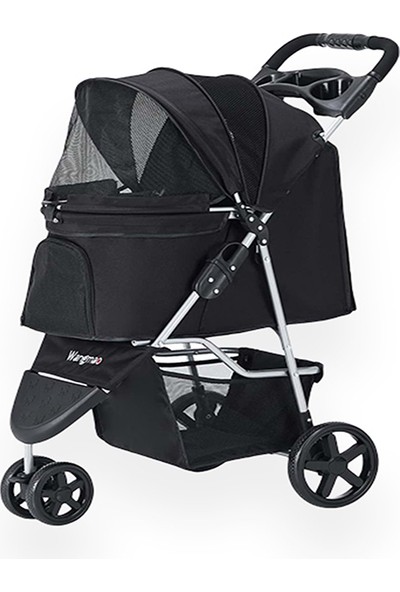 Zampa Triboro Kedi & Köpek Arabası Siyah 45 x 80 x 90 cm