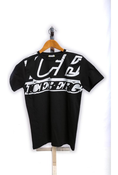 Iceberg Siyah Beyaz Baskılı Erkek Çocuk Bisiklet Yaka Tişört