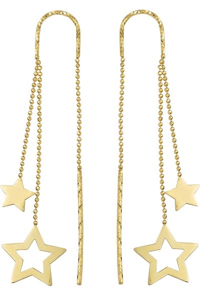 Bilezikci Stars Zincir Altın Küpe