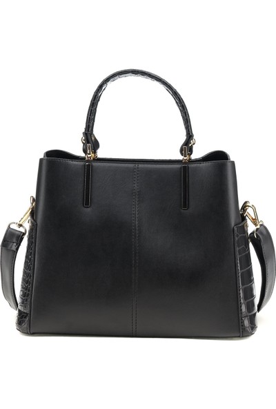 Polaris Kroko Block 2fx Siyah Kadın El Çantası