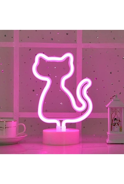 Epazzar Pembe Kedi Neon Lamba USB ve Pilli Cat Neon LED Işık Epazzar Pembe Kedi Neon Lamba USB ve Pilli Cat Neon LED Işık