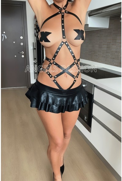 Angels Passion Deri Bayan Fantezi Giyim Body Harness Angels Passion Deri Bayan Fantezi Giyim Body Harness