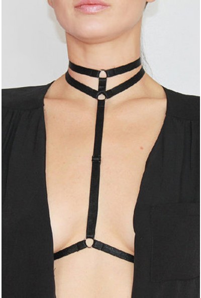 Angels Passion Boyunda Çift Sıralı Şık Lastik Harness - APFT84 Angels Passion Boyunda Çift Sıralı Şık Lastik Harness - APFT84