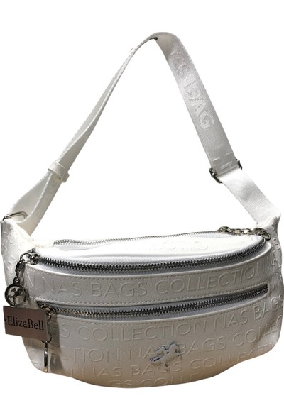 ElizaBell Beyaz Kadın Bel Çantası 4 Gözlü Ebat 28CM15CM ElizaBell Beyaz Kadın Bel Çantası 4 Gözlü Ebat 28CM15CM