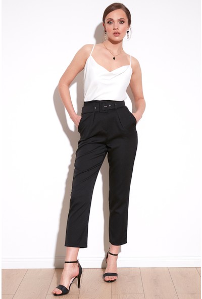 Lela Yüksek Bel Kemerli Cepli Pantolon Kadın Pantolon 6052241