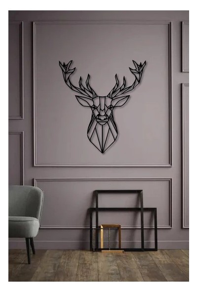 Organik Fikirler Dükkanı Geyik Temalı Dekoratif Metal Duvar Tablosu 30X30 cm