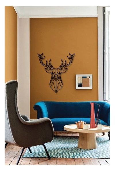 Organik Fikirler Dükkanı Geyik Temalı Dekoratif Metal Duvar Tablosu 50X50 cm