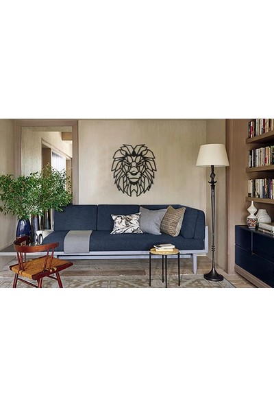 Organik Fikirler Dükkanı Aslan Temalı Dekoratif Metal Duvar Tablosu 30X25 cm