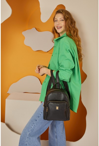 Pierre Cardin 05PO22Y1553-P S Kadın Print Siyah Sırt Çantası