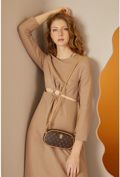 Pierre Cardin 05PO22Y1555-MN Kh Kadın Kahverengi Çapraz Çanta