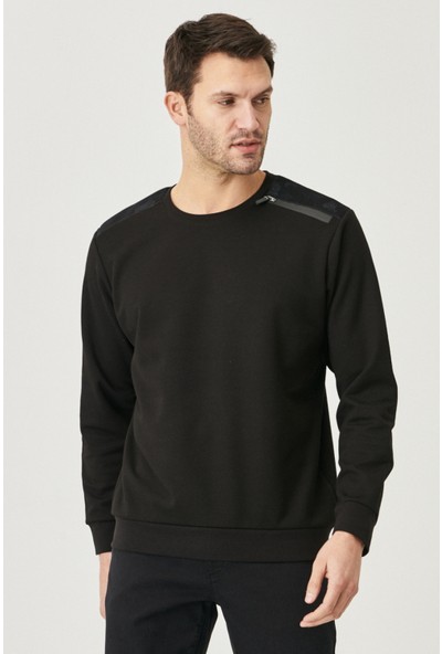 Standart Fit Rahat Kesim Bisiklet Yaka Sweatshirt