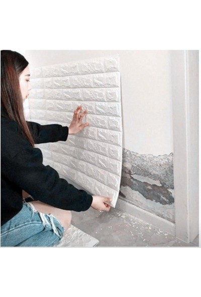 Renkli Duvarlar Kendinden Yapışkanlı 4 mm Beyaz Sünger Tuğla Panel Renkli Duvarlar Kendinden Yapışkanlı 4 mm Beyaz Sünger Tuğla Panel
