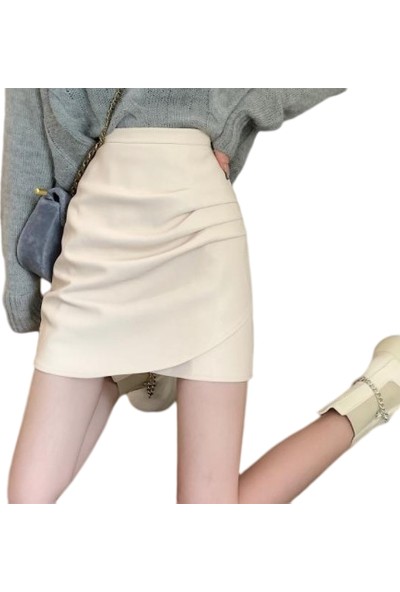 Gogoo Beyaz Deri Etek (Yurt Dışından)