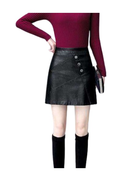 Gogoo Siyah Deri Etek (Yurt Dışından)