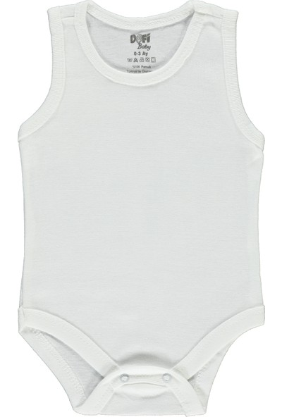 DOFİ BABY Bebek Çıtçıtlı Badi 0-12 Ay Beyaz