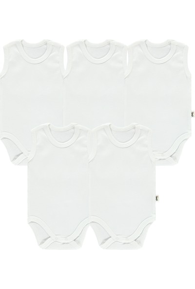 Civil Baby Basic Bisiklet Yaka 5'li Çıtçıtlı Badi 0-18 Ay Beyaz