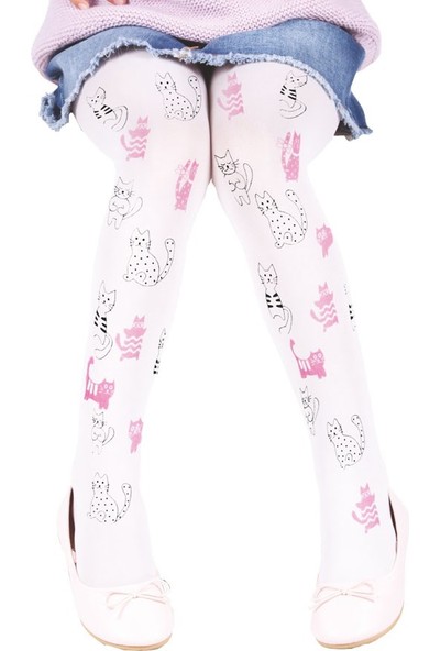 Paketle Express Beyaz Kediler Çouk Külotlu Çorap 9/10 Yaş