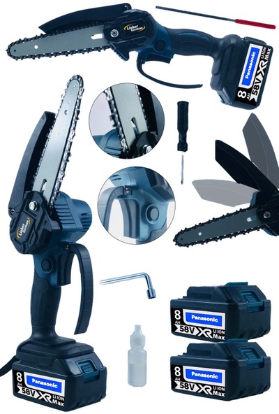 Lieber German Profesyonel 58 V 8 Ah Çift Akülü Taşıma Çantalı Uzun Bıçak Dal Kesme Budama Testere Bıçkı Makinası Lieber German Profesyonel 58 V 8 Ah Çift Akülü Taşıma Çantalı Uzun Bıçak Dal Kesme Budama Testere Bıçkı Makinası