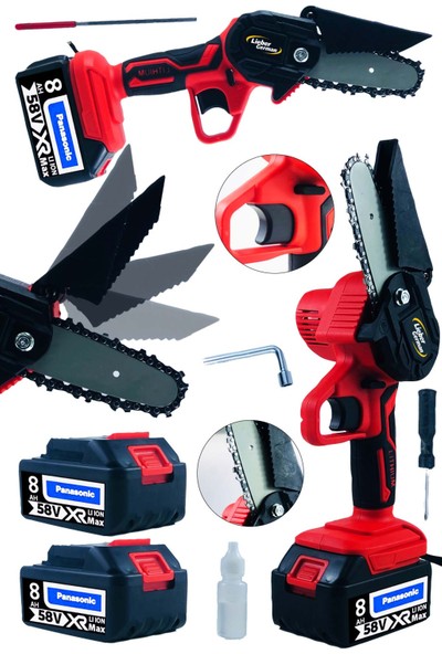 Lieber German Profesyonel 58 V 8 Ah Çift Akülü Taşıma Çantalı Portatif Dal Kesme Budama Testere Bıçkı Makinası Lieber German Profesyonel 58 V 8 Ah Çift Akülü Taşıma Çantalı Portatif Dal Kesme Budama Testere Bıçkı Makinası