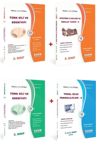 Egem Yayınları AÖF Türk Dili ve Edebiyatı 2 ve 3 Sınıf 4 ve 6 Dönem (Bahar) Konu Anlatımlı Soru Bankası Set Egem Yayınları AÖF Türk Dili ve Edebiyatı 2 ve 3 Sınıf 4 ve 6 Dönem (Bahar) Konu Anlatımlı Soru Bankası Set