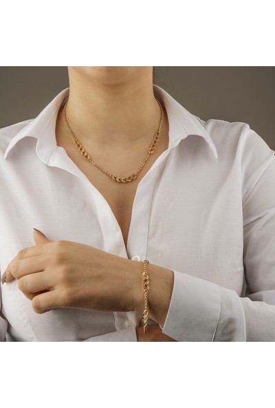 Siena 14 Ayar Sade Bileklikli Takım