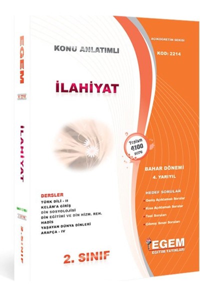 Egem Yayınları AÖF Ilahiyat 2. Sınıf Bahar Dönemi 4. Dönem Konu Anlatımlı Soru Bankası (Ciltli) Egem Yayınları AÖF Ilahiyat 2. Sınıf Bahar Dönemi 4. Dönem Konu Anlatımlı Soru Bankası (Ciltli)