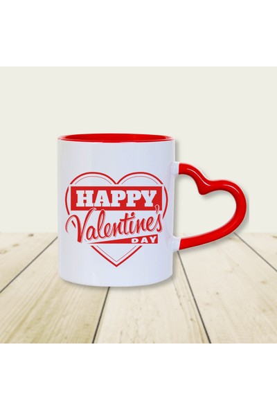 Burak Baskı Tasarım Sevgililer Gününe Özel Kalpli Happy Valentine's Day Tasarım Baskılı Kırmızı Kalp Kulplu Kupa Bardak Burak Baskı Tasarım Sevgililer Gününe Özel Kalpli Happy Valentine's Day Tasarım Baskılı Kırmızı Kalp Kulplu Kupa Bardak