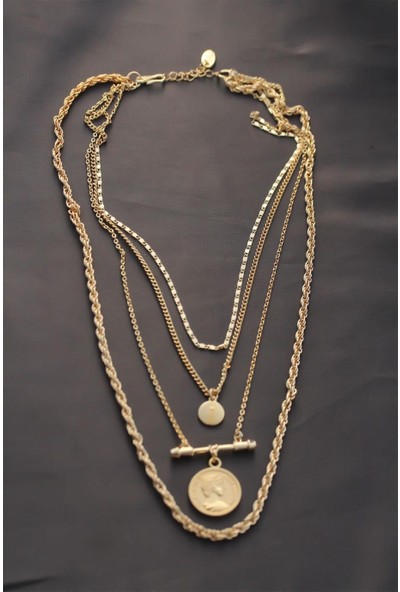 Erb Çoklu Gold Renk Kadın Kombin Kolye