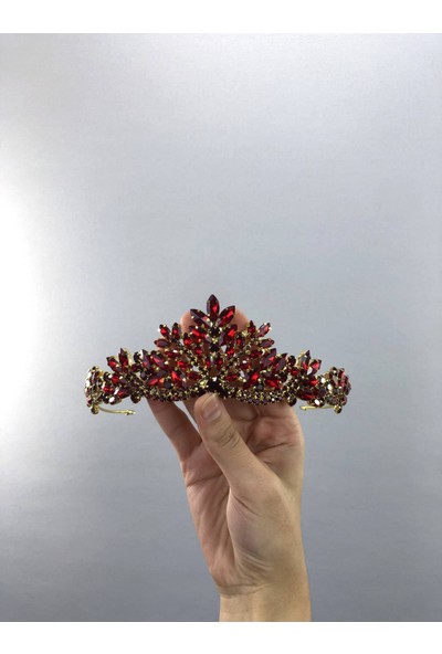 Hobigram Emma Kırmızı Gold Kına ve Gelin Tacı