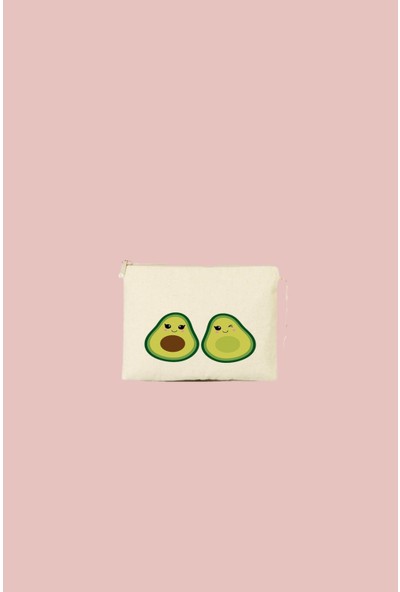 Çantapak Avakado Tasarımlı Kanvas Makyaj Çantası