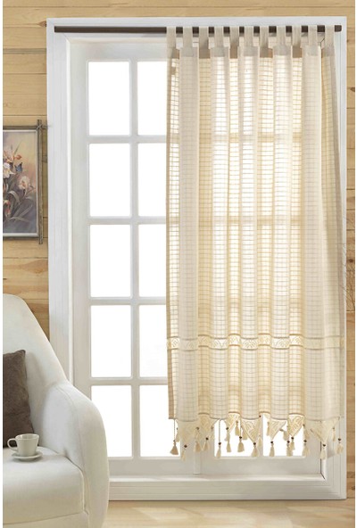 Floretta Ponponlu Dantelli Perde PR043 150X100
