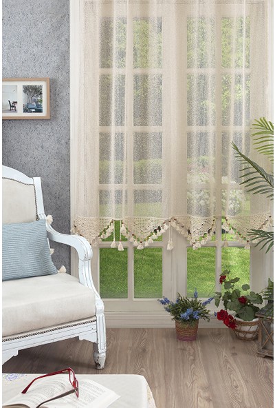 Floretta Elişi Dantelli Tül Perde PR005 150X100