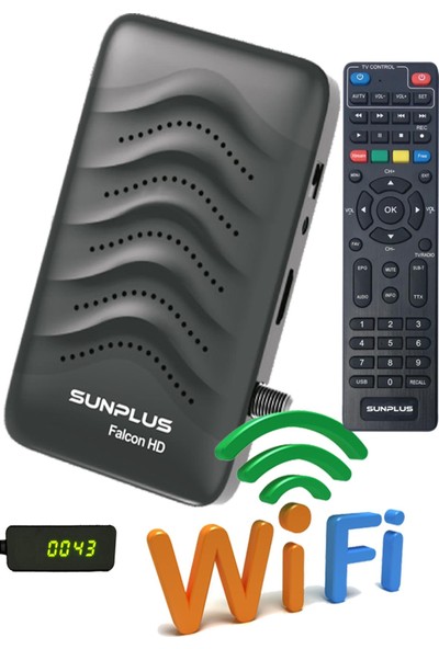 Sun Plus Sunplus Falcon Çanaklı-Çanaksız Wi-Fi Dahil Full Hd Sınırsız Sinema Paketli Uydu Alıcısı Sun Plus Sunplus Falcon Çanaklı-Çanaksız Wi-Fi Dahil Full Hd Sınırsız Sinema Paketli Uydu Alıcısı