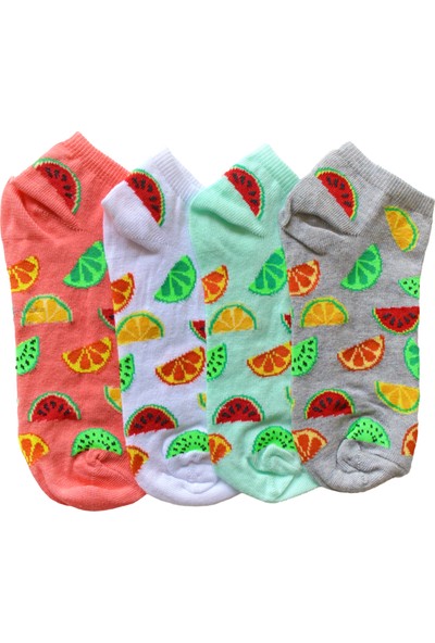 London Socks Unisex Portakal Desenli 4'lü Kokulu Babet Çorap