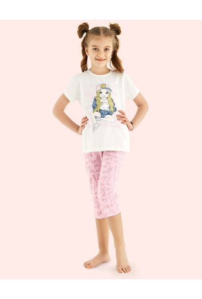 Donella Baskılı Kız Çocuk Yazlık Pijama Takımı - 10108 Donella Baskılı Kız Çocuk Yazlık Pijama Takımı - 10108