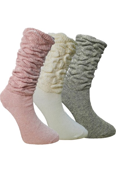 Pink Trend Kadın Yün Bot, Jimnastik Çorabı 3 Çift Pink Trend Kadın Yün Bot, Jimnastik Çorabı 3 Çift