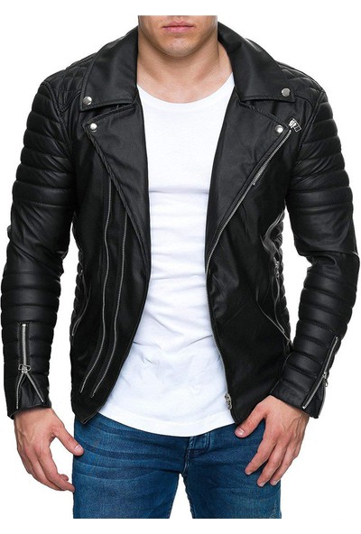 Chance Petcastle Erkek PU Deri Ceket - Siyah (Yurt Dışından) Chance Petcastle Erkek PU Deri Ceket - Siyah (Yurt Dışından)